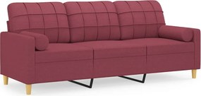 3místná pohovka s polštáři vínová 180 cm textil 3200796