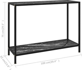 Konzolový stolek černý 100 x 35 x 75 cm tvrzené sklo 322838