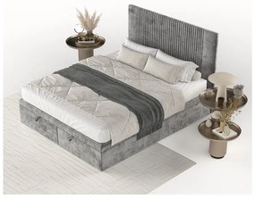 Šedá čalouněná dvoulůžková postel s úložným prostorem 180x200 cm Mavel – Maison de Rêve