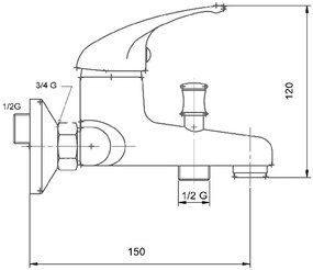 NOVASERVIS vanová nástěnná baterie METALIA 55020/1,0