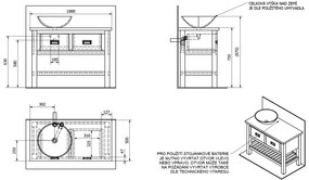 SAPHO BRAND retro umyvadlová skříňka 100x73x50cm, mořený smrk BA101S