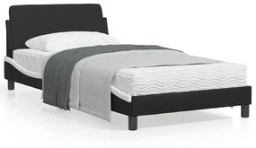Rám postele s čelem černý a bílý 100 x 200 cm umělá kůže