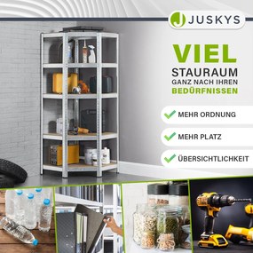 Juskys Rohový kovový regál Corner Basic 180 × 70 × 40 cm Barva: šedá