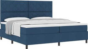 Postel s boxspringem s čelo Modrá 200 x 200 cm textil 3339496