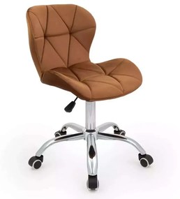 LuxuryForm DESIGN Otočná židle LIVIO VELUR na stříbrné podstavě s kolečky - hnědá