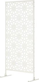 Outsunny třídílný paravan se designem sněhové vločky pro venkovní zahrady, terasy a pavízy 92x45x198 cm Bílý | Aosom