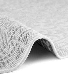NORTHRUGS, Kusový koberec Duet Rosel 106251 White/Gray kruh - na ven i na doma, 160x160 (průměr) kruh, šedá, chodba / předsíň