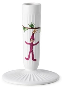 KÄHLER Porcelánový svícen Hammershøi Christmas 12cm, růžová barva, zelená barva, bílá barva, porcelán