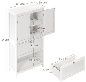 Skříňka se 2 dveřmi a 2 zásuvkami 60x30x110 cm