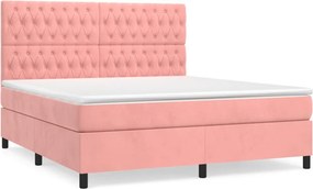 Box spring postel s matrací růžová 180x200 cm samet 3143222