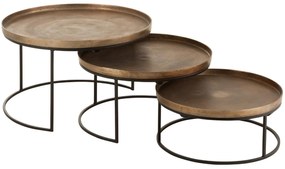 OnaDnes -20% Set tří mosazných konferenčních stolků J-Line Rusty 80 / 70 / 60 cm