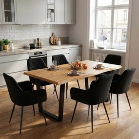 Vikio Jídelní set pro 6 osob 160x90 cm dub noha U černá židle s područkami VJS166-6C