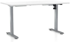 Výškově nastavitelný stůl OfficeTech A, 140 x 80 cm - šedá podnož Barva: Bílá