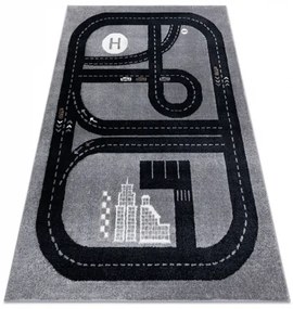 Dětský kusový koberec FUN Závodní dráha Město šedý Rozměr: 120x170 cm