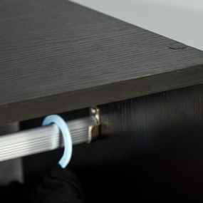 HOMCOM Skříň na kolečkách, Otevřený design s závěsnou tyčí a policemi pro organizaci oblečení do ložnice 60x40x128 cm Černá