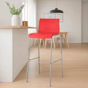 Sada 2 barových židlí Hoover plast čtyřnohá konstrukce chromovaná konstrukce – červená