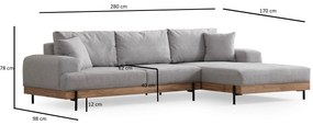 Hanah Home Rohová pohovka ETI dub šedá pravá 280 cm
