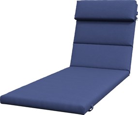 Podložka na lehátko Outsunny 196x63x6 cm, bavlněná podložka na zahradní lehátko s voděodolným potahem na sedadlo a opěrku - tmavě modrá | Aosom