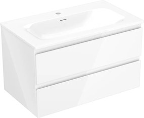 Mexen Orio, koupelnová skříňka 80 cm s umyvadlem Vela, 2 zásuvky, bílá lesklá, 91A10-08047-2-BFF00-W23M00