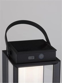 NV 9002862 Venkovní stolní lampa VERHAAL černý hliník a čiré sklo LED 2W 3000K 3,7V 360st. IP54 solární / USB kabel / vypínač na těle - NOVA LUCE