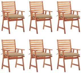 Zahradní jídelní židle 6 ks s poduškami masivní akáciové dřevo,  3078365