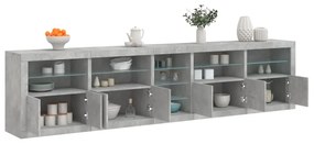 Příborník s LED osvětlením betonově šedý 283 x 37 x 67 cm 3209026