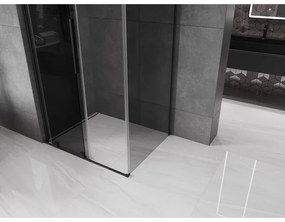 Mexen Velar L, sprchový kout s posuvnými dveřmi 100 x 120 cm, 8mm šedé sklo, černá matná, 871-100-120-43-70