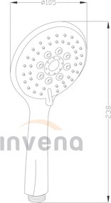 Invena Larisa, ruční sprchová hlavice 5-funkční, bílá-chromová, INV-AS-03-002-X