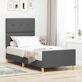 Rám postele s čelo Tmavě šedá 90 x 190 cm textil 3344691