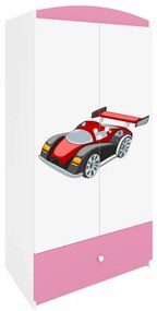 KOCOT KIDS Šatní skříň - BABYDREAMS, matná bílá/růžová, různé motivy na výběr Motiv: závodní auto