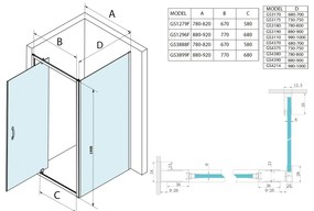 Gelco Gelco, SIGMA SIMPLY obdélníková sprchová zástěna pivot dveře 800x700mm L/P varianta, čiré sklo, GS1279GS3170