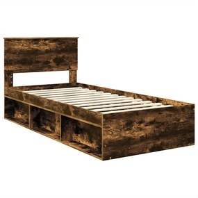 Rám postele s čelo Kouřový dub 100 x 200 cm Kompozitní dřevo 3407917