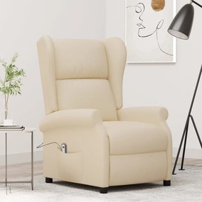 Elektrické polohovací křeslo ušák krémové textil 3098328