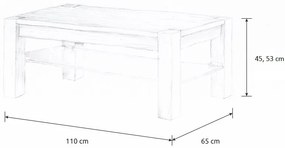 Wooded Konferenční stolek Denver Glass z masivu BUK