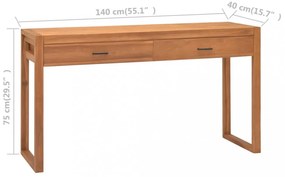 Psací stůl se 2 zásuvkami teak Dekorhome 140 cm