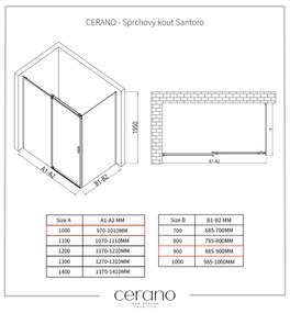 CERANO - Sprchový kout Santoro L/P - chrom, transparentní sklo - 100x90 cm - posuvný