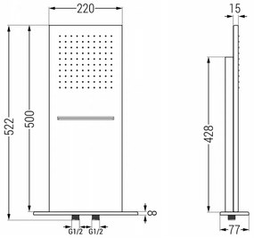 Mexen Waterfall sprchová nerezová hlavice Slim 50 x 22 cm, zlatá, 79190-50