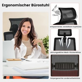 Costway Ergonomická kancelářská židle s opěradlem a bederní opěrkou a pohodlnou