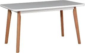 Nábytkáři ORFA OSTENA 7 (OSLO 7) jídelní stůl rozkládací -  deska +sokl Bílá MDF/ nohy buk přírodní - kolekce &quot;DRE&quot; (K150-E)
