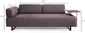 Rozkládací sedačka s odkládacím stolkem Vinaya 220 cm antracitová