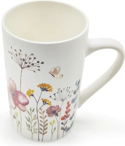 Porcelánový hrnek Růžová louka, 300 ml – pastelový luční motiv v růžových tónech, matný povrch