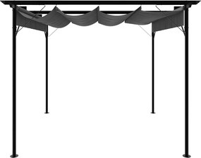 Pergola se zatahovací střechou antracitová 3x3 m ocel 180 g/m² 312226