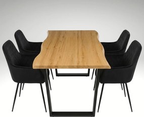 Vikio Jídelní set pro 4 osoby 160x90 cm dub noha U černá židle s područkami VJS166-4C