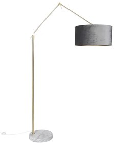 Moderní stojací lampa zlaté sametové odstín šedé 50 cm - Redakce