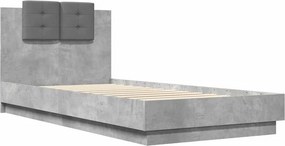 Rám postele s čelem betonově šedý 90 x 200 cm kompozitní dřevo 3209943