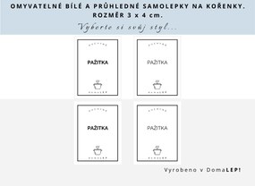 PAŽITKA - Samolepka na kořenky 3 x 4 cm - DomaLEP varianta: BÍLÁ - základní písmo