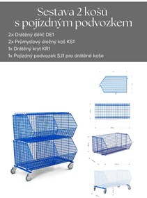 FEROPLAST spol. s.r.o Průmyslový úložný koš KS1, kompletní set 2 košů na kolečkách