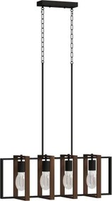 HOMCOM Moderní závěsné svítidlo, stropní svítidlo se 4 otočnými rámy a nastavitelnou výškou, 80 x 21 x 90-130 cm, ořech