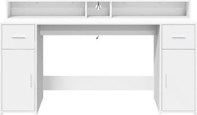 Psací stůl s LED světly bílý 160 x 55 x 91 cm kompozitní dřevo 3309429
