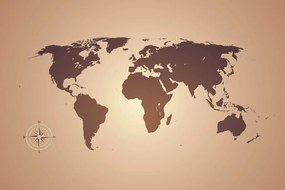 Tapeta mapa světa v odstínech hnědé - 375x250 cm